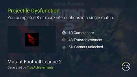 Projectile Dysfunction Achievement In Mutant Football League 2
