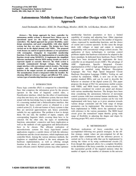 Pdf Autonomous Mobile Systems Fuzzy Controller Design With Vlsi Approach