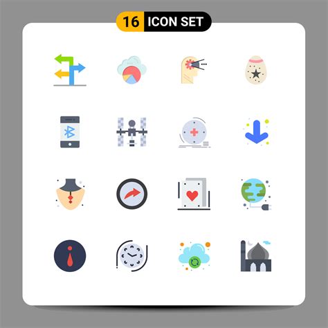 Mobile Interface Flat Color Set Of 16 Pictograms Of Connection Bluetooth Process Egg Decoration
