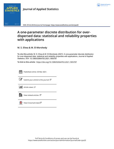 Pdf A One Parameter Discrete Distribution For Over Dispersed Data