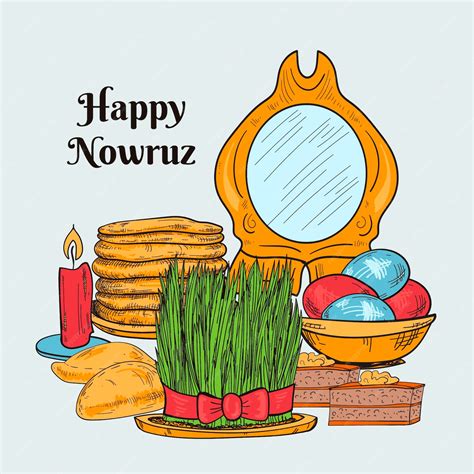 Free Vector Hand Drawn Happy Nowruz Illustration With Mirror