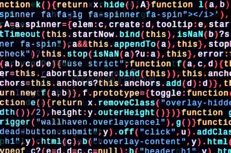 JavaScript Code In Text Editor Coding Cyberspace Concept Screen Of Web Developing Code Stock