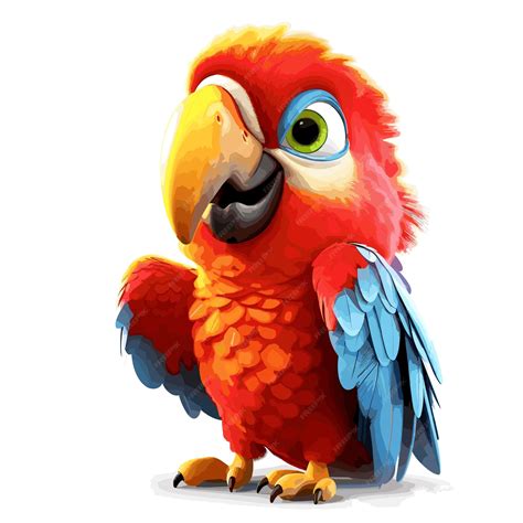 Loro Colorido De Dibujos Animados Aislado En Blanco Vector Premium