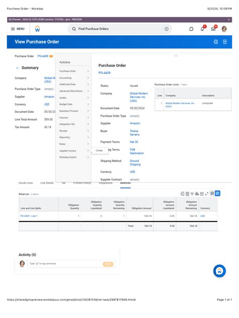 Purchase Order Create Invoice Workday Pdf