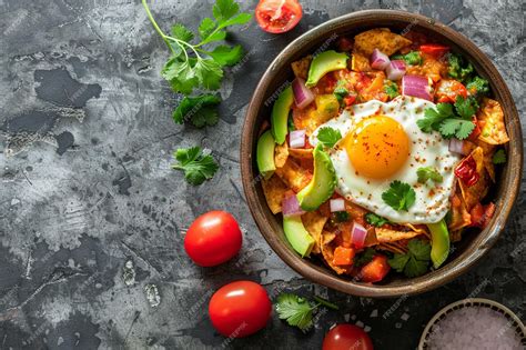 Un plato de chilaquiles un plato tradicional de desayuno mexicano hecho ...