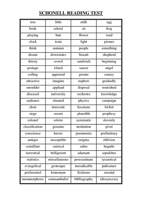 Printable Reading Age Test Printable Word Searches