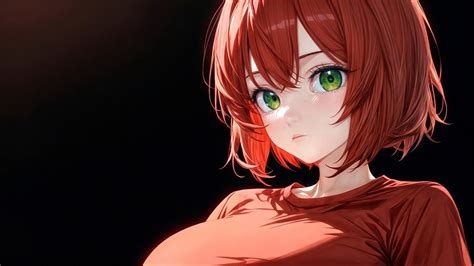 Портрет аниме девушки в красной майке на темном фоне · 2560x1440 Qhd And Wqhd 16 9 бесплатная