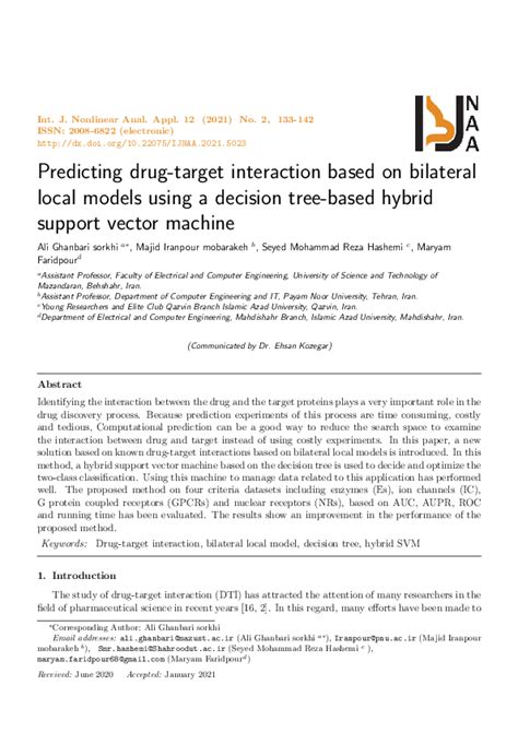 Pdf Predicting Drug Target Interaction Based On Bilateral Local Models Using A Decision Tree