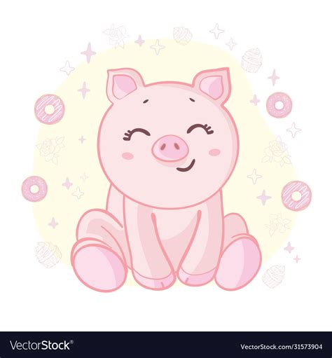 Very Cute Piggy Royalty Free Vector Image Vectorstock