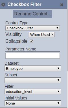 Checkbox Filter Dashboard
