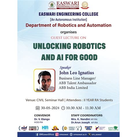 Unlocking Robotics And Ai For Good Srm Easwari Engineering College