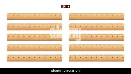 Realistic Various Wooden Rulers With Measurement Scale And Divisions Measure Marks Babe