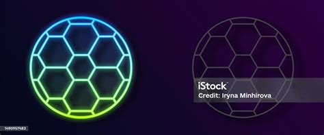 검은 배경에 고립 된 빛나는 네온 라인 축구 축구 공 아이콘 스포츠 장비 벡터 Championship에 대한 스톡 벡터 아트 및 기타 이미지 Championship