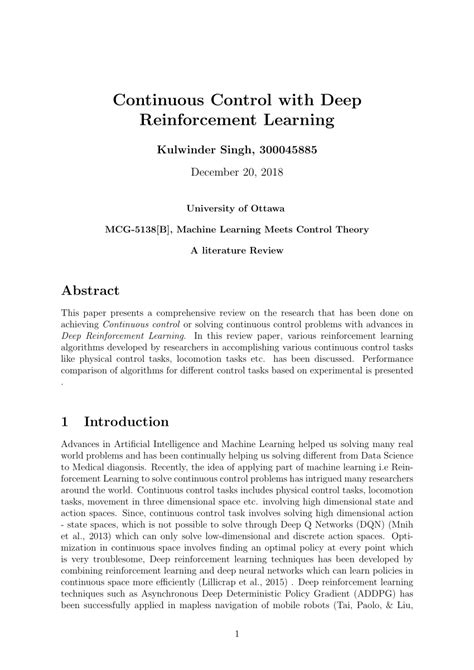 Pdf Continuous Control With Deep Reinforcement Learning