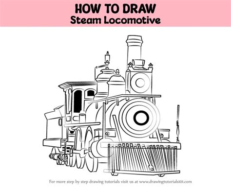 How To Draw Steam Locomotive Trains Step By Step