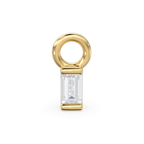 Petite Tiny Baguette Diamond Charm Pendant 14k 18k Solid Gold Pendant