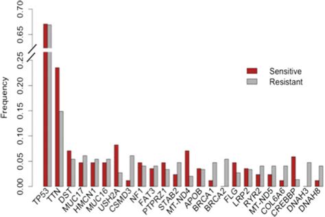 Somatic Mutation Frequencies For Resistant And Sensitive Tcga Ovarian