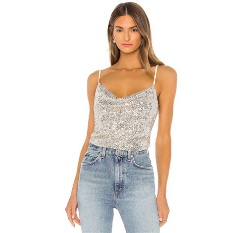 RESA | Tops | Resa Maya Cami In Silver Sequin Mall | Poshmark