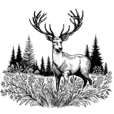 Premium Vector Sketch Of A Deer Hand Drawn In Hunting Style Vector