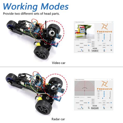 Freenove Three Wheeled Smart Car Kit For Raspberry Pi 5 4 B 3 B B A