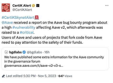 Critical Vulnerability Detected In Aave V2 Users Advised To Exercise Caution Binance News On