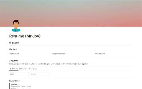 Resume Building Template Notion Marketplace