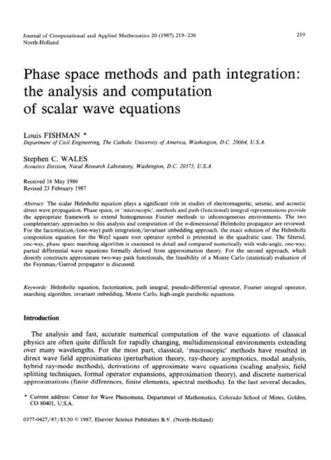 pdf phase space methods and path integration the analysis and
