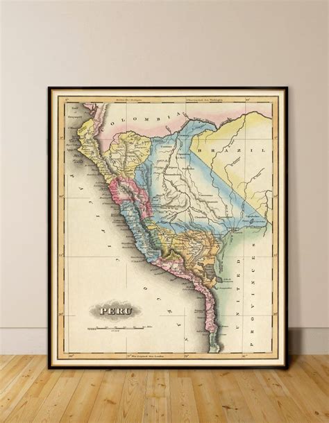 Peru Map Old Map Of Peru Archival Print Old Maps Restored Fine