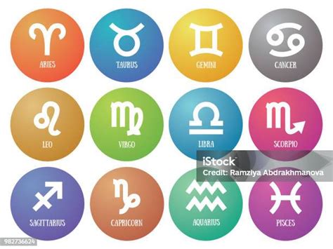 조디악 징후 물병자리 천칭 자리 레오 황소 자리 암 물고기 자리 처녀자리 염소 자리 궁수자리 양자리 쌍둥이 자리 전갈 자리 점성 학 캘린더 컬렉션 십이 궁 색 벡터
