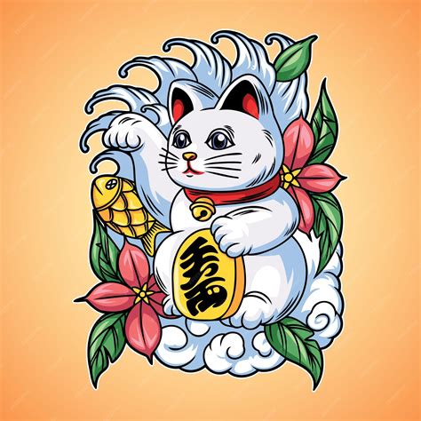Premium Vector Maneki Neko Japanese Doll Illustration