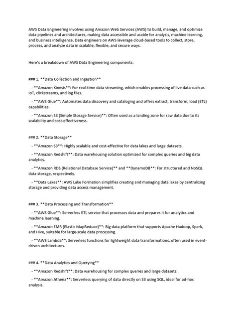Aws Data Engineering Involves Using Amazon Web Services Pdf Amazon