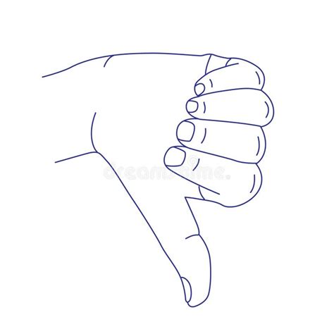 Dislike Sign Hand Gesture Contour Vector Sketch Illustration Stock