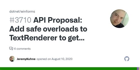Api Proposal Add Safe Overloads To Textrenderer To Get Output Strings · Issue 3710 · Dotnet