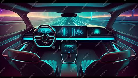 Premium Photo Interior Of Driverless Automobile With Future Dashboard