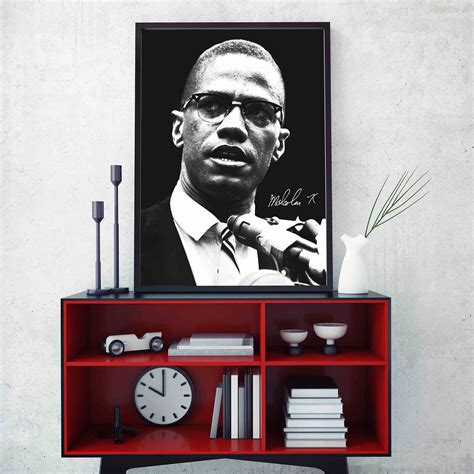 Malcolm X Art Print With Signature Human Rights Activist Poster Civil