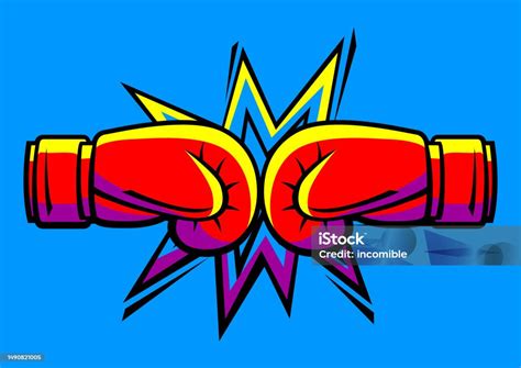 권투 글러브가 있는 엠블럼 박스 클럽 라벨 만화 스타일의 스포츠 삽화 Championship에 대한 스톡 벡터 아트 및 기타 이미지 Championship 경쟁 권위