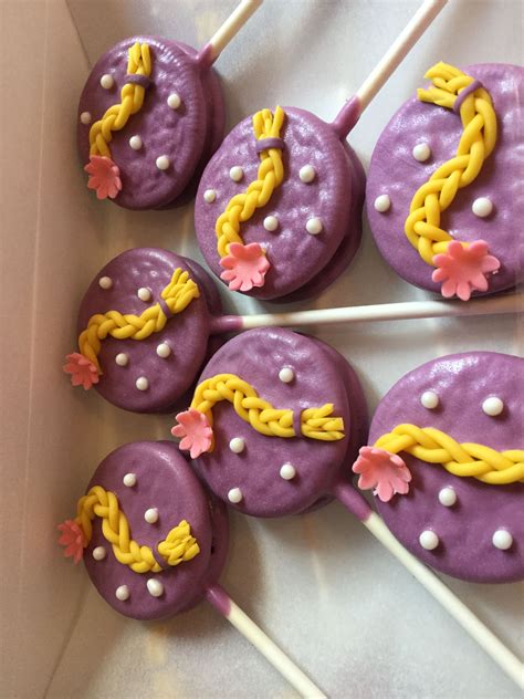 Rapunzel Themed Dipped Oreos Rapunzel Birthday Party Oreo Pops