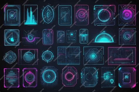 Premium Photo Big Collection Of Retro Futuristic Elements For Design Abstract Set Of Frames 3d