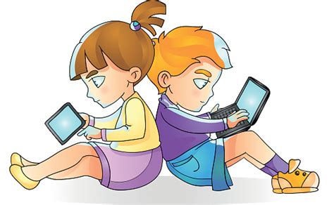 가젯 소년과 노트북을 가진 아이들 소녀는 태블릿 벡터를 읽습니다 가지 식물 부위에 대한 스톡 벡터 아트 및 기타 이미지 가지 식물 부위 게이머 교육 Istock