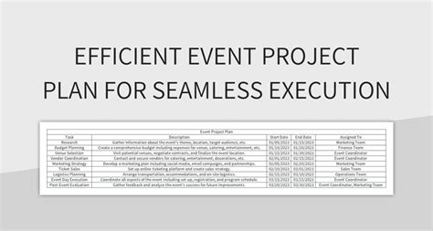 Efficient Event Project Plan For Seamless Execution Excel Template And