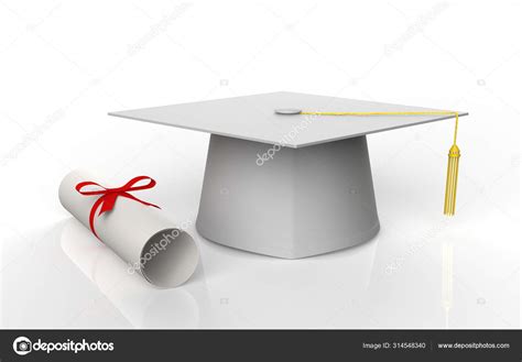 Graduation Cap Gold Tassel Isolated White Background Illustration Stock