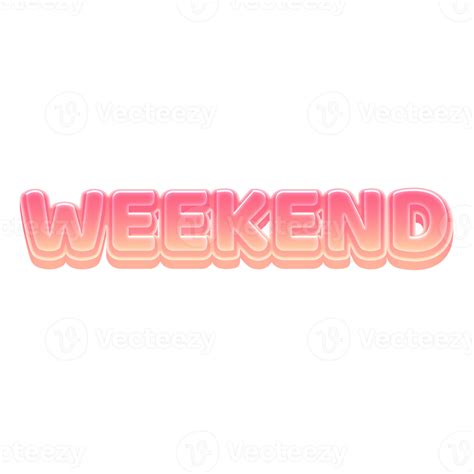 Weekend Cute 3d Text Pastel Color 11728745 Png
