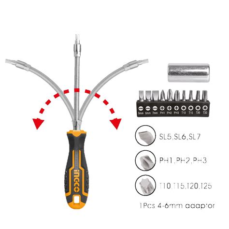 Destornillador Flexible 12 Pcs Ingco Aksdfl1208 Hmat Herramientas