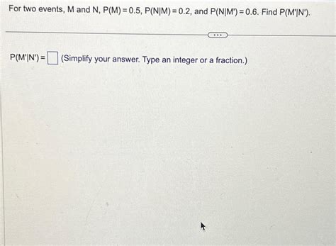 Solved For Two Events M And N P M P N M And Chegg
