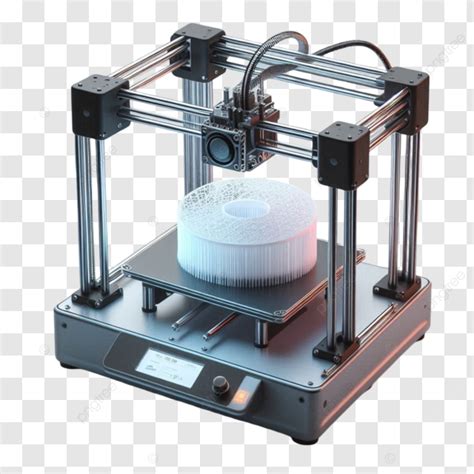 매끄러운 디자인 금속 프레임과 정확한 역학을 보여주는 프린트 침대에 흰색 필라멘트 스풀이있는 3d 프린터 3d 프린터 필라멘트 스풀 엘 Png 일러스트 및 이미지 에