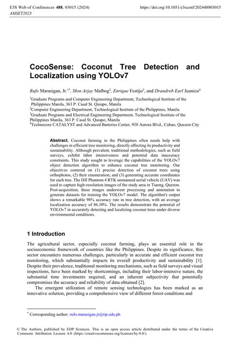 Pdf Cocosense Coconut Tree Detection And Localization Using Yolov7