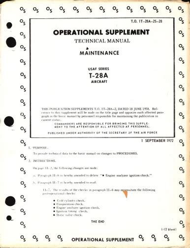 Operational Supplement To Technical Manual Of Maintenance For Usaf