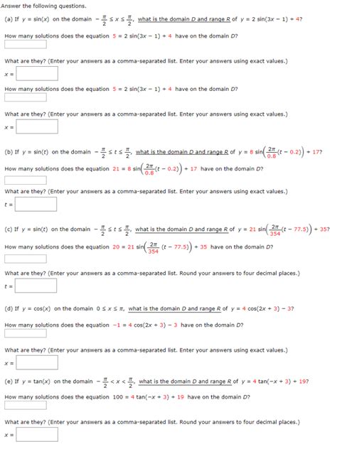 Solved Answer The Following Questions A If Y Sin X On Chegg Com