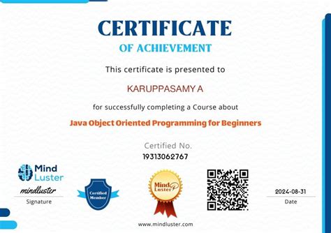 i m thrilled to have successfully completed the java object oriented programming for beginners