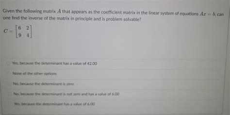 Solved Given The Following Matrix A That Appears As The Chegg